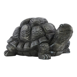 Fiberstone Turtle Figurine with Extended Leg, Washed Gray - Beach Style ...