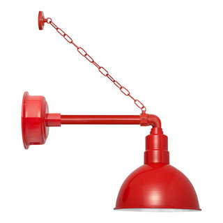14" Blackspot LED Barn Light, Cherry Red With Metropolitan Arm & Chain ...