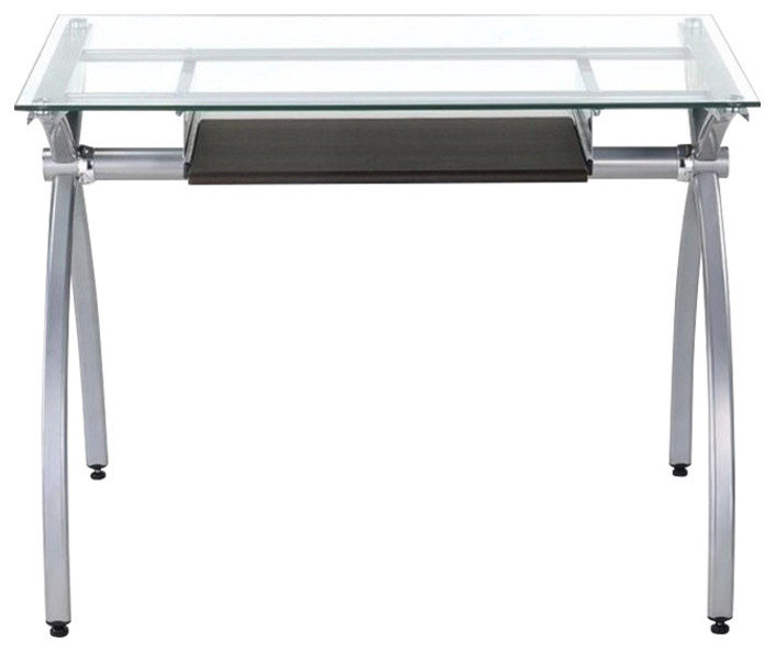 Scranton & Co Contemporary Glass Computer Desk in Clear/Silver ...