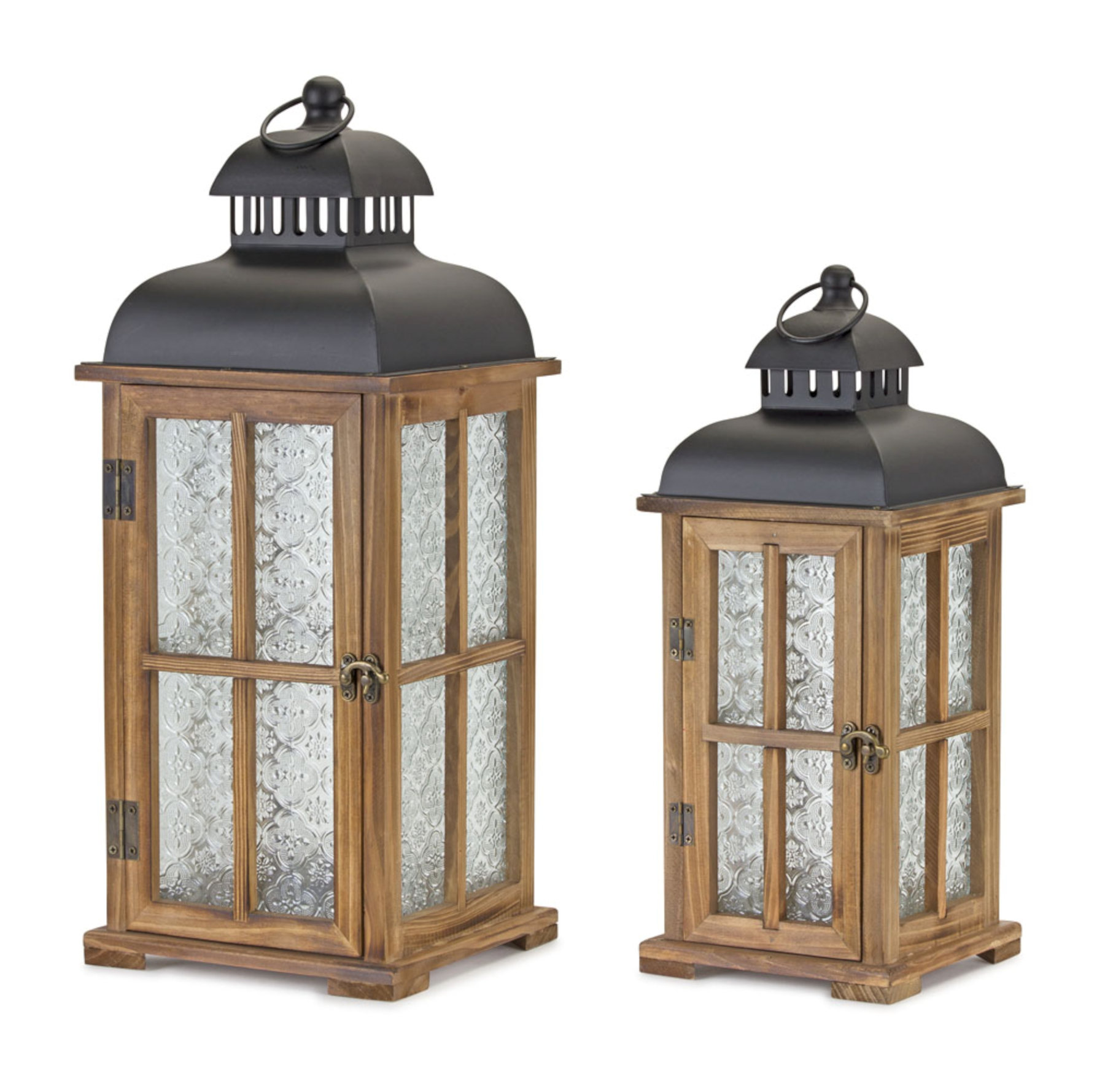 Lantern, 2-Piece Set, 15.5"H, 19.25"H Wood/Metal - Traditional ...