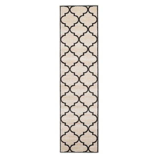 Contemporary Theodora Black and Tan Area Rug, 2'7"x10' Runner ...