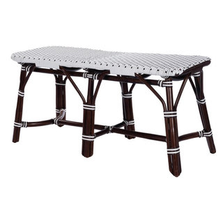 Bowery Hill Transitional Rattan Weave Bench in Dark Brown Finish ...