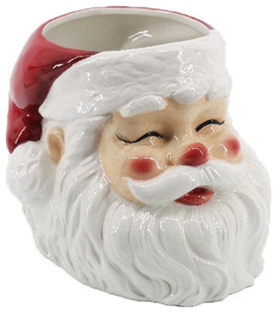 December Diamonds Christmas Carousel Santa Head Vase Figurine ...