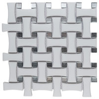 Metro Dog Bone Basketweave With Glass Gold Dot Porcelain Mosaic Wall ...
