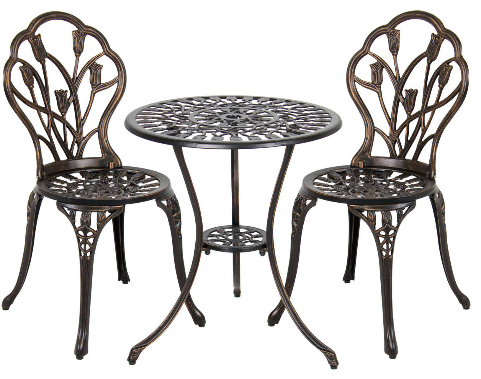 Outdoor Patio Bistro Set Tulip Design in Antique Copper - Mediterranean ...