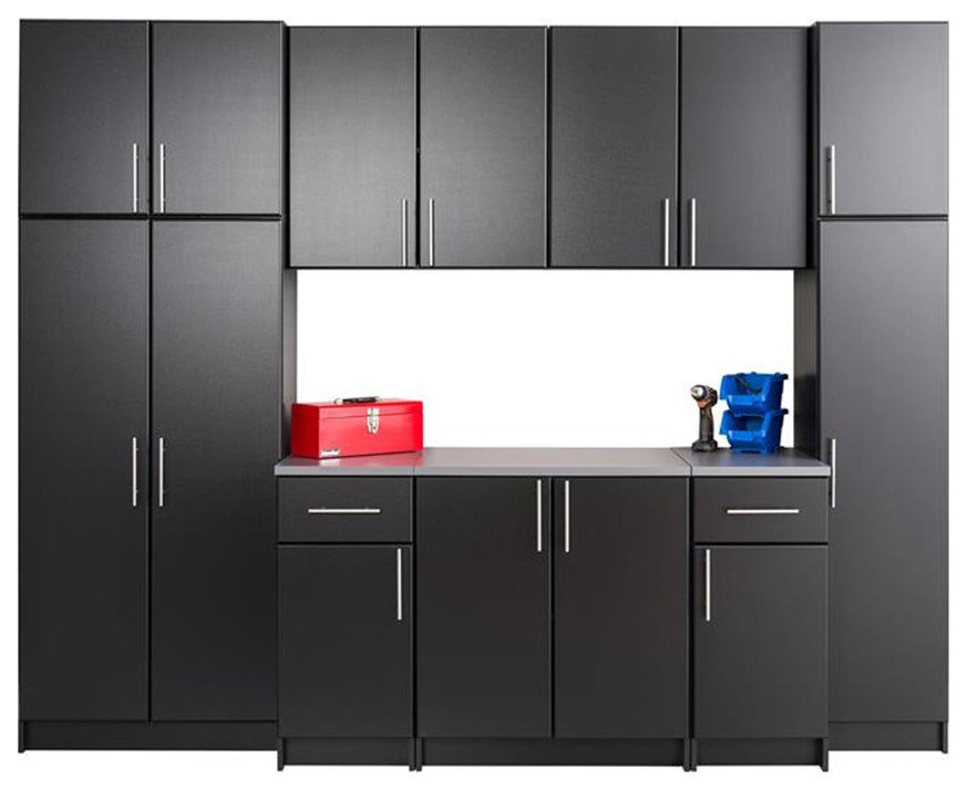 Prepac Elite Transitional Engineered Wood 9 Piece Garage Storage Set A ...