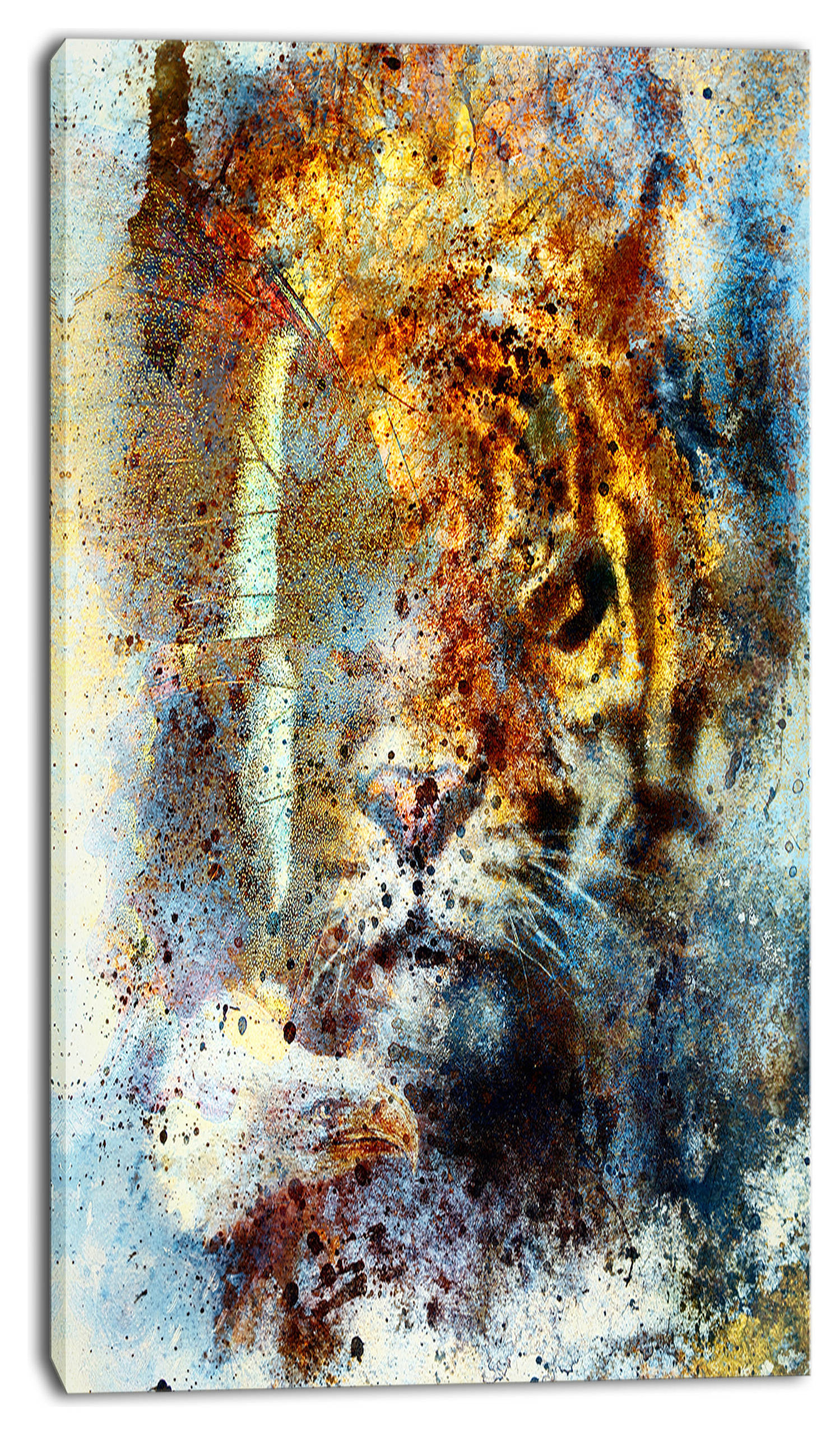 "Gentle Tiger Portrait" Animal Digital Art Canvas Print, 28"x60 ...
