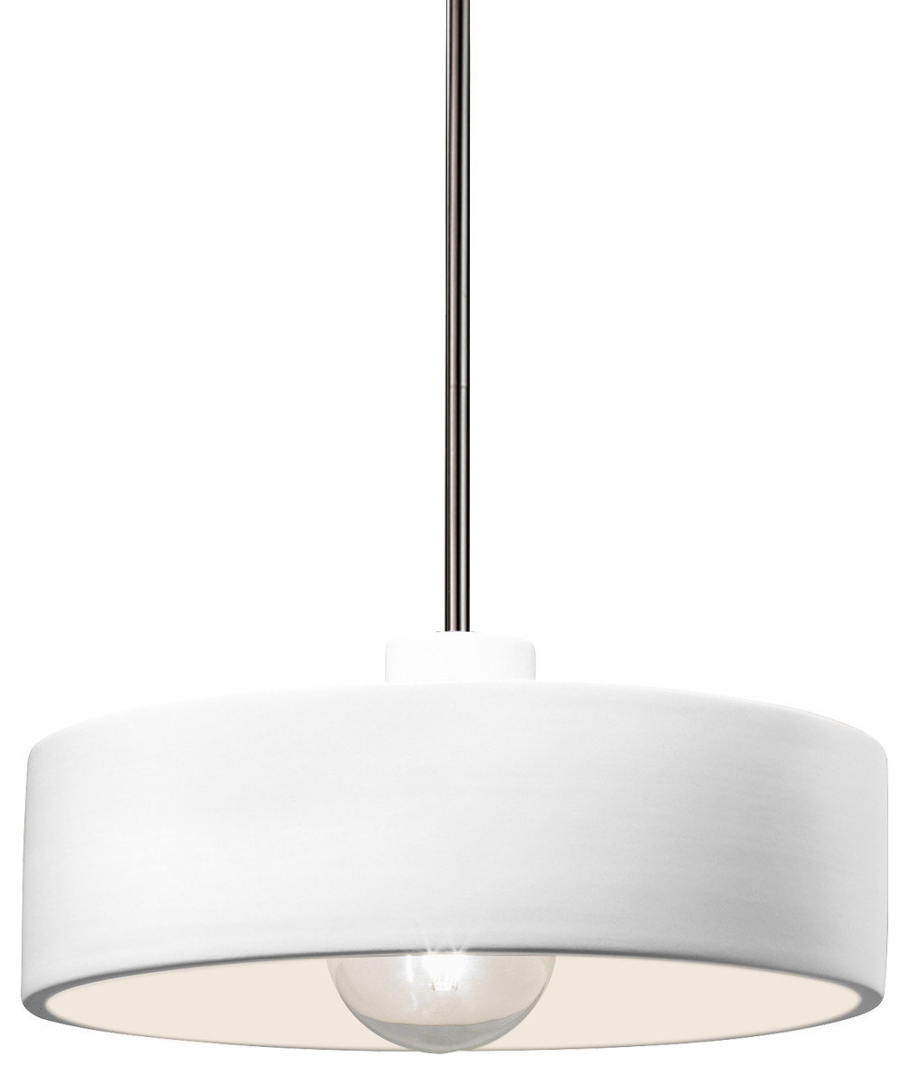 Radiance Dish Pendant, Gloss White, Brushed Nickel, Rigid Stem, E26 ...