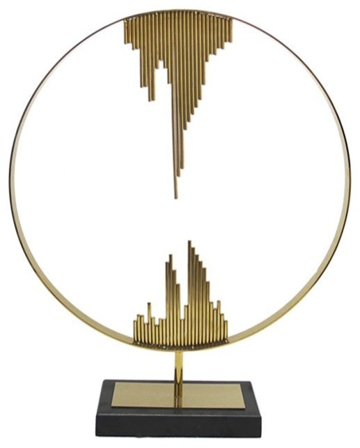 Metal Tabletop Sculpture On Marble Base, Gold - Contemporary ...