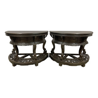 Consigned 9th Century Antique Chinese Hand Carved Half Moon Tables ...