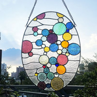 Chloe Lighting Bubbles Geometric-Style Stained Glass Window Panel 20 ...