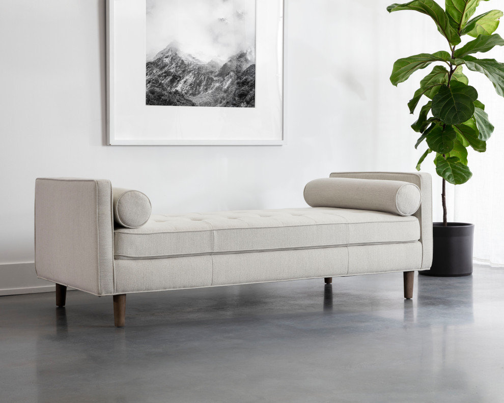 Donnie Bench Natural Mina Ivory - Midcentury - Upholstered Benches - by ...