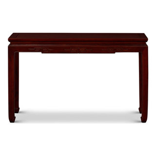 48in Dark Cherry Elmwood Chinese Key Motif Asian Console Table - Asian ...
