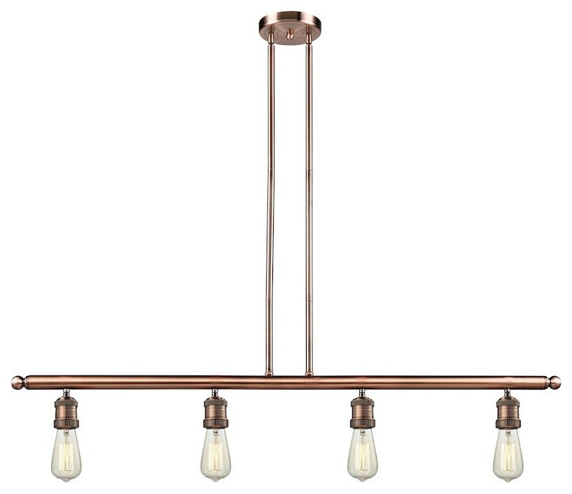Innovations 4 Light Bare Bulb Island Light in Antique Copper, 214-AC ...