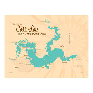 by Lakebound Caddo Lake TX Louisiana Map Art Print, 18"x24 ...