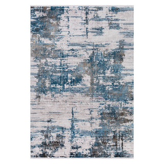 Venice Hayden Ivory/Blue Abstract Area Rug, 7'6"x9'6", 7'6"x9'6 ...