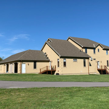 75 Yellow Exterior Home with a Brown Roof Ideas You'll Love - December ...
