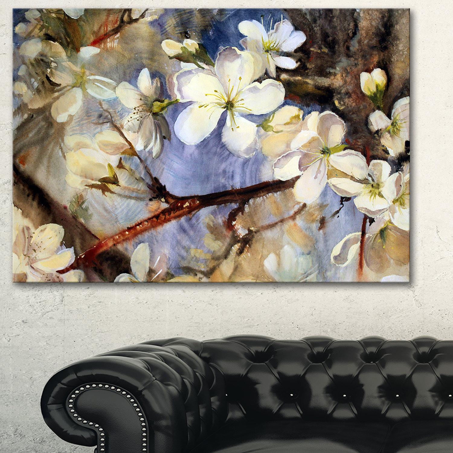"White Spring Flowers" Floral Canvas Print, 40"x20" - Tropical - Prints ...