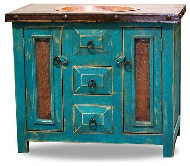 Iver Rustic Turquoise Vanity, 60"x22"x36" - Farmhouse - Bathroom ...