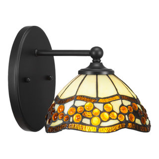 Capri 1-Light Wall Sconce, Matte Black/Roman Jewel Art - Victorian ...