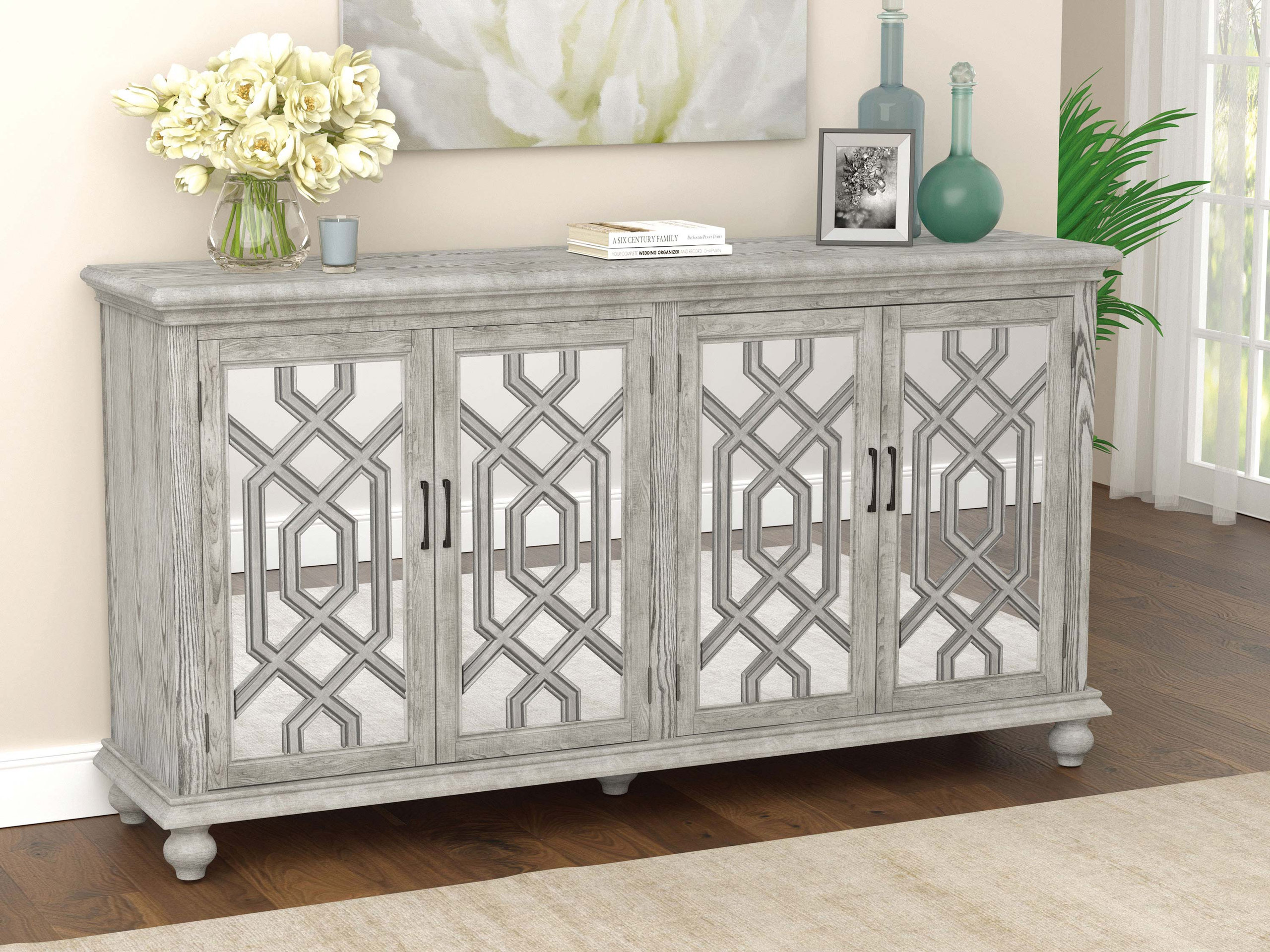 Melanie 4-door Accent Cabinet Antique White - French Country - Buffets ...