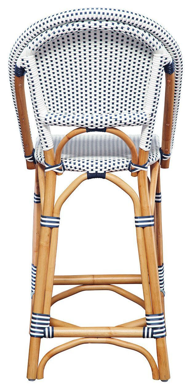 Leroy Woven Counter Stool, Navy/ White - Tropical - Bar Stools And ...