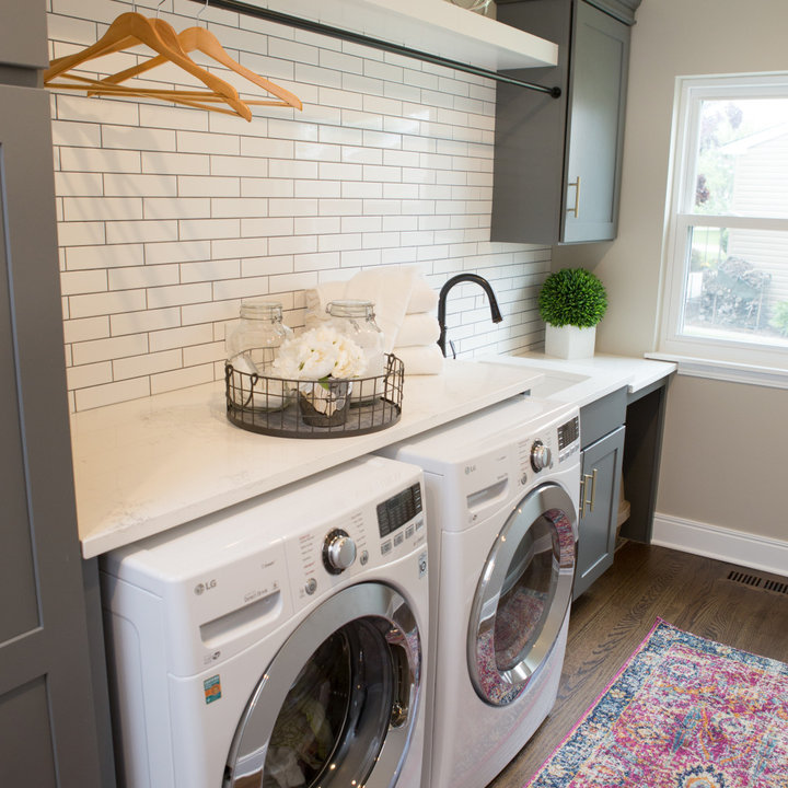 75 Beautiful Laundry Room with Subway Tile Splashback Ideas & Designs ...