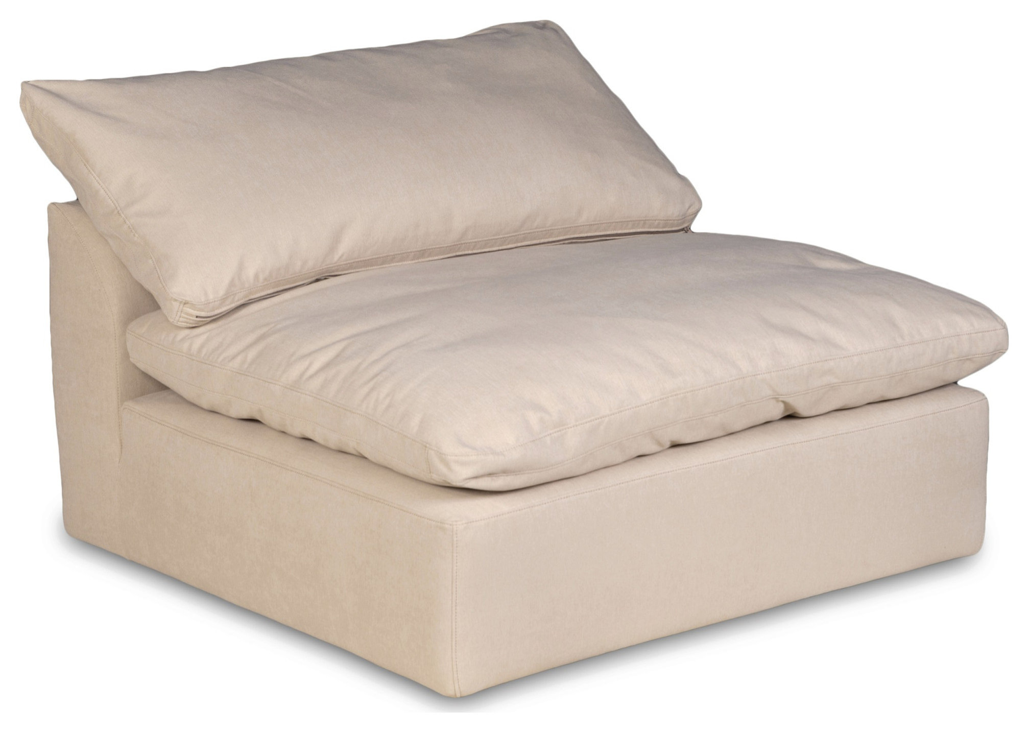 44" Square Slipcovered Armless Chair Modular Sofa Sectional | Tan/Beige ...