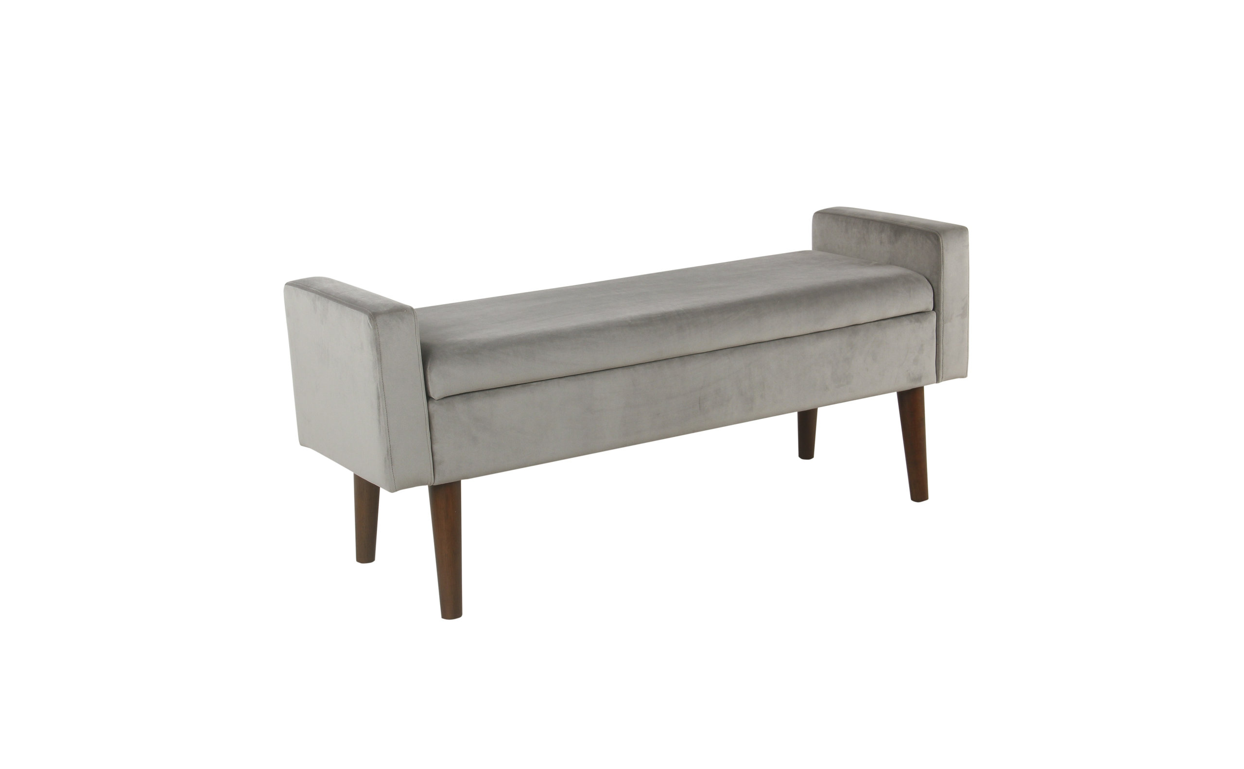 Benzara BM194088 Velvet Wood Bench with Lift Top Storage & Tapered Feet ...