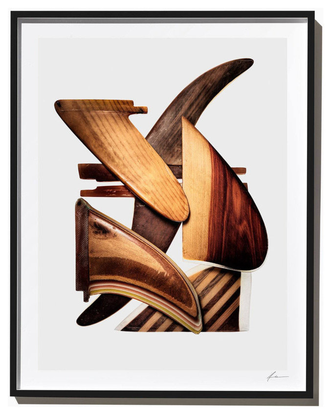 "Handmade Wood Fins", Surf Art Photograph, 27''x35'' - Beach Style ...
