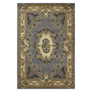 2'x3' Slate Blue Machine Woven Hand Carved Floral Medallion Indoor ...