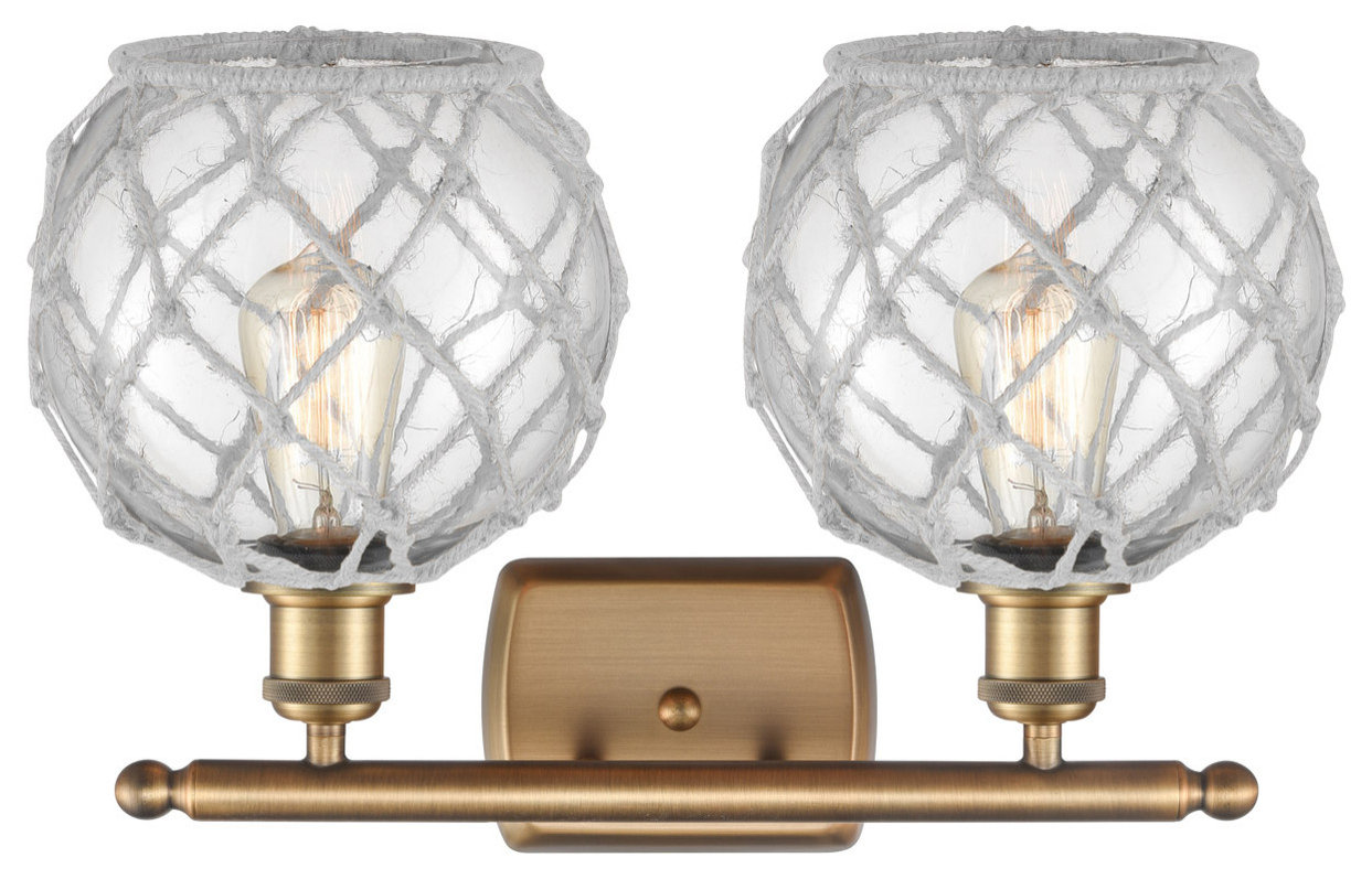 Ballston Farmhouse Rope 2 Light Bathroom Vanity Light in Brushed Brass ...