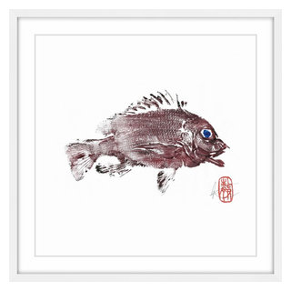 "Rock Snapper in Red" Framed Painting Print, 18"x18" - Asian - Prints ...