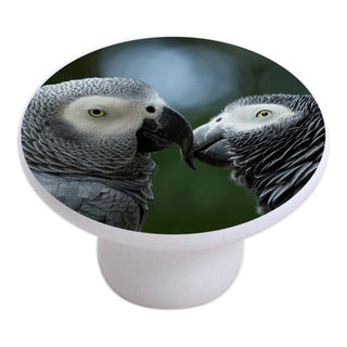 Gray Parrots Ceramic Cabinet Drawer Knob - Cabinet And Drawer Knobs ...