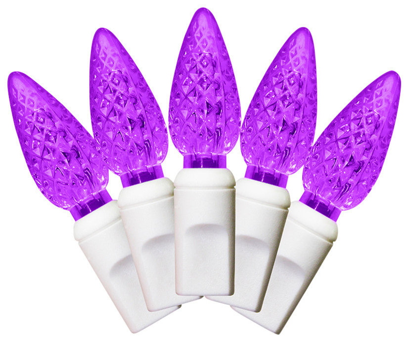 35 C6 Purple LED Lights 4" Spacing On White Wire - Contemporary ...