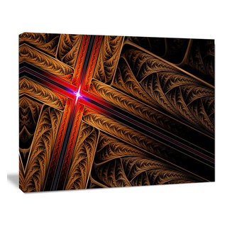 Golden Fractal Cross Design, Abstract Canvas Art Print, 40"x30"x1.5 ...