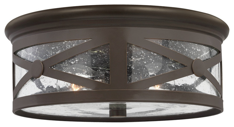 Outdoor Ceiling 2-Light Outdoor Flush Mount, Antique Bronze ...