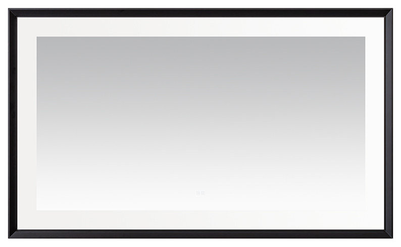 Madison LED Lighted Chamfer Frame Mirror, Defogger, Matte Black, 60"x36 ...