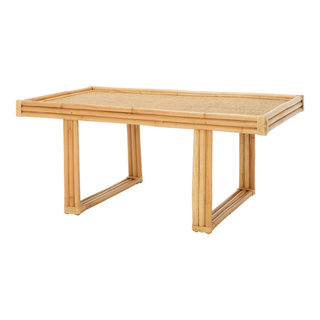 Natural Coastal Coffee Table with Mango Wood Frame and Rattan Top ...