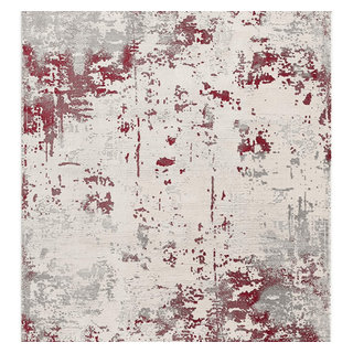 8' X 10' Red Abstract Dhurrie Area Rug - Contemporary - Area Rugs - by ...