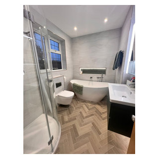 Modern Light Grey Bathroom in Cheam - Modern - Bathroom - Surrey - by ...