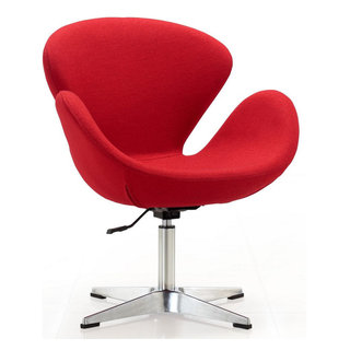 Raspberry Adjustable Swivel Chair, Red and Polished Chrome - Midcentury ...