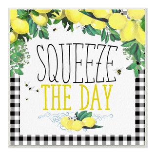 Squeeze The Day Kitchen Humor Plaid Word Design, 12"x12" - Farmhouse ...