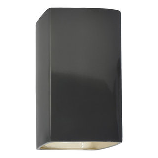 Ambiance Large Rectangle Outdoor Wall Sconce, Open, Gloss Grey, E26 ...