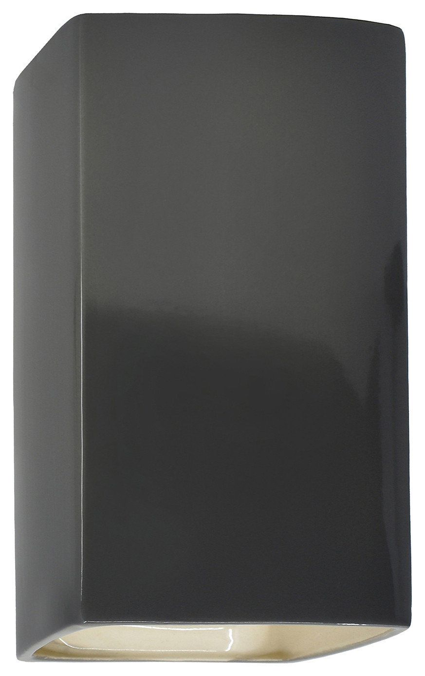 Ambiance Large Rectangle Outdoor Wall Sconce, Open, Gloss Grey, E26 ...