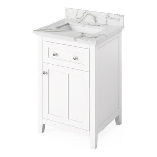 24" White Chatham Vanity, Calacatta Vienna Quartz Vanity - Transitional ...