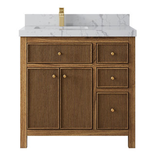 Sonoma Teak 36 Left Offset Bath Vanity, 36" Left Offset - Transitional ...