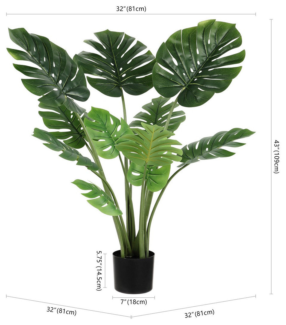 Safavieh Faux Monstera 43" Potted Tree, #N/A - Artificial Plants And ...