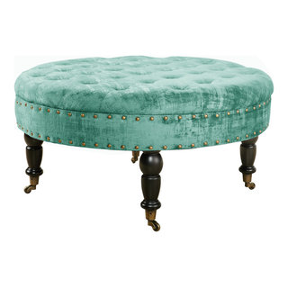 Textured Velvet Round Coffee Table, 34''x34''x17'' - Eclectic - Coffee ...