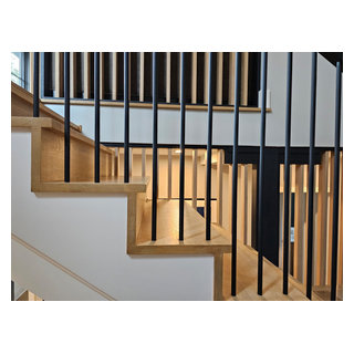 115_Stunning Continuous Rail System on 3 Story Floating Stairs ...